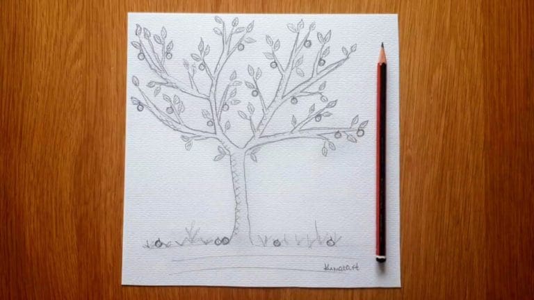 How To Draw An Apple Tree Step By Step - 14 Easy Steps!